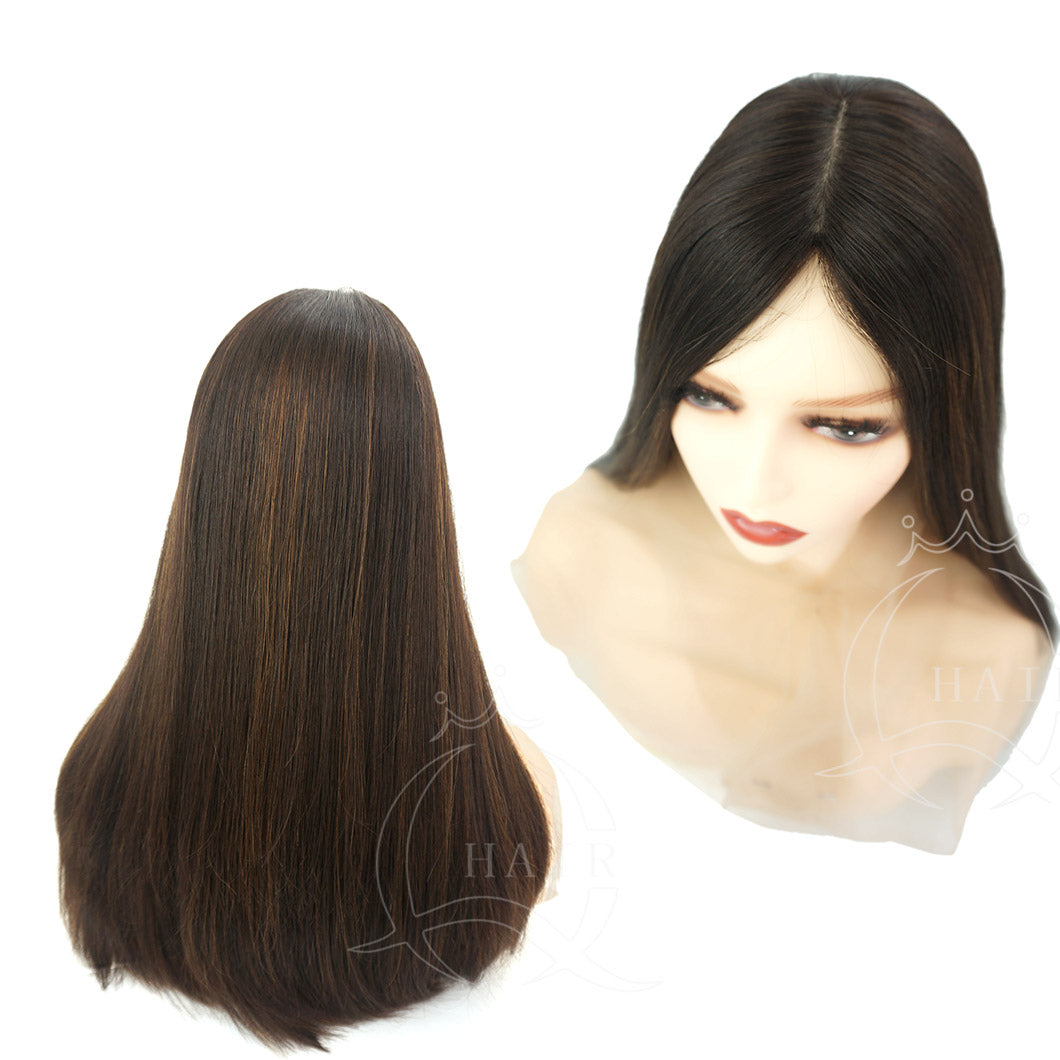 A18", 20", 22" brown with spot light silk top kosher jewish wigs – Hair ...